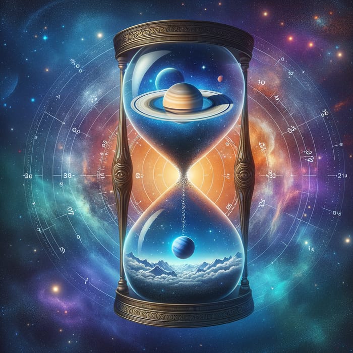 Saturn and the Universe in an Hourglass Design | AI Art Generator ...
