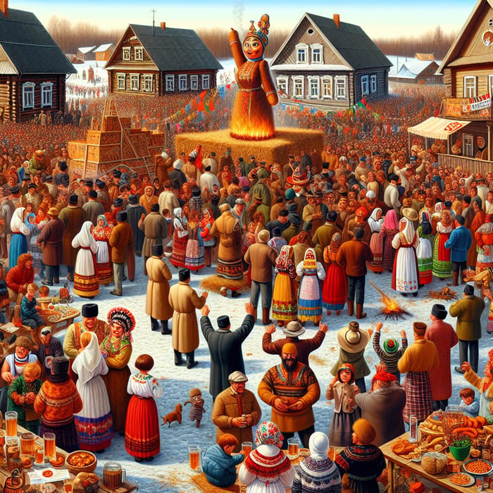 Multicultural Maslenitsa Festival Celebrations in Russian Village | AI ...