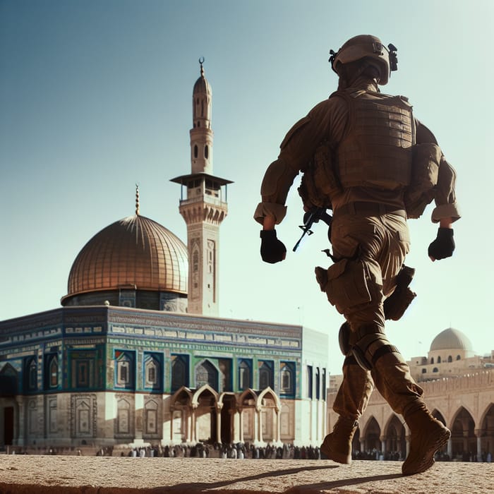 Hamas Soldier Near Aqsa Mosque | AI Art Generator | Easy-Peasy.AI