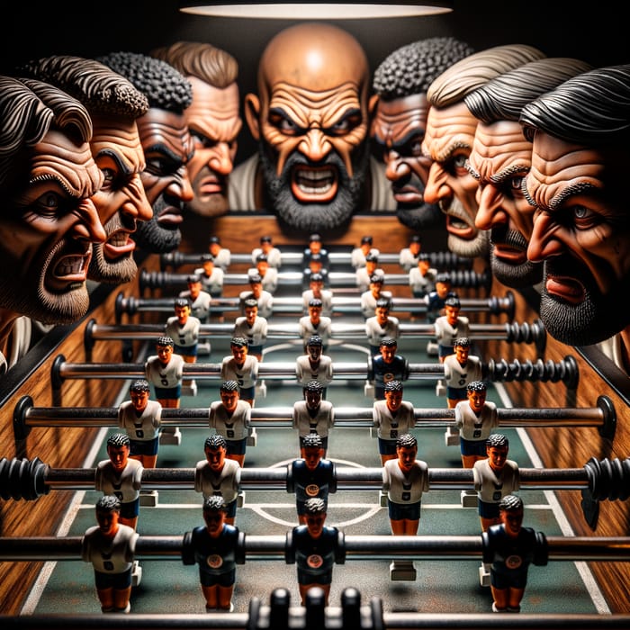 Mean Looking Foosball Players Compete Intensely | AI Art Generator ...