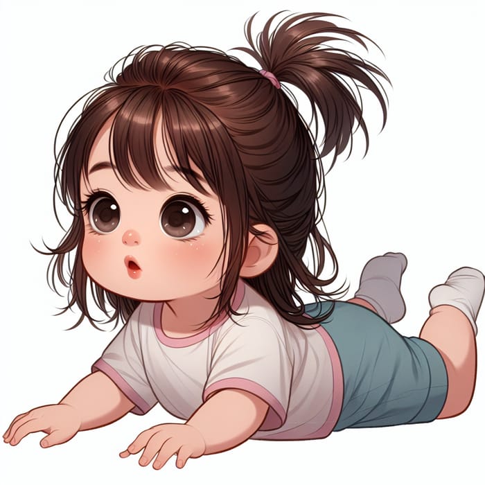 Curious Toddler Girl Prone Pose – Adorable Moments | AI Art Generator ...