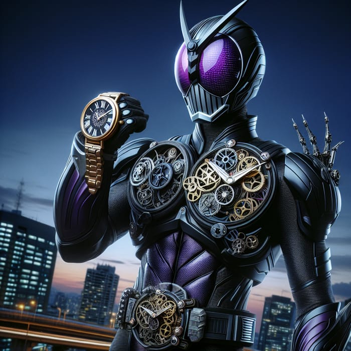 Kamen Rider Omazio: Futuristic Clock-Themed Superhero | AI Art ...