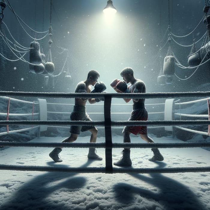 Epic Boxing Match in Snowy Landscape | AI Art Generator | Easy-Peasy.AI