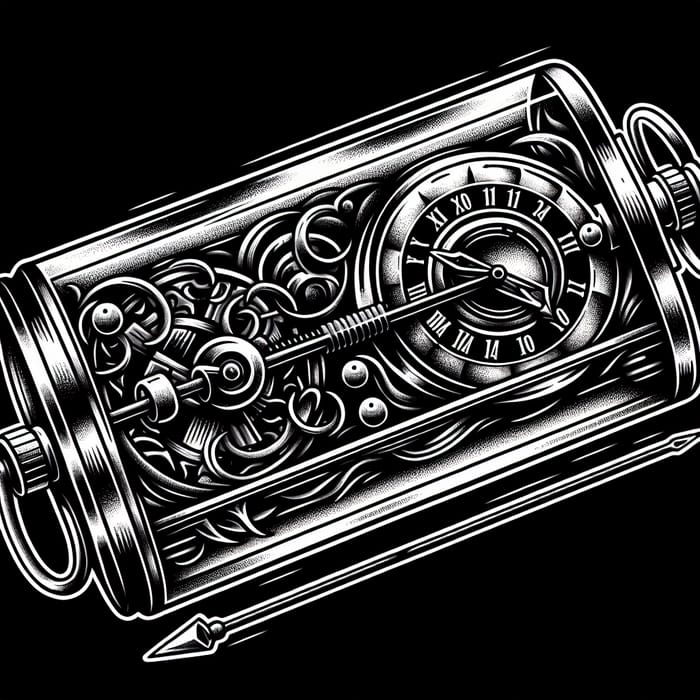 Mysterious Gothic Timer Blackwork Tattoo | AI Art Generator | Easy-Peasy.AI