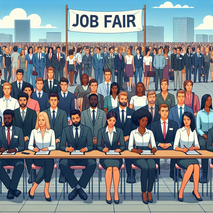 Diverse Job Seekers at Outdoor Recruitment Fair | AI Art Generator ...