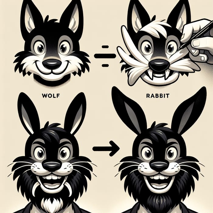 Hybrid Wolf and Rabbit Anthro Character with Black Sideburns | AI Art ...