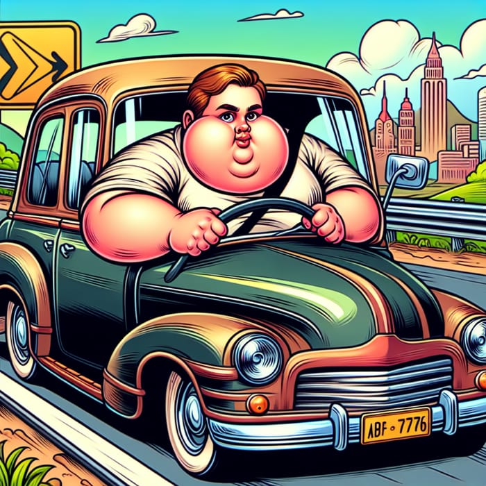 Cartoon Chubby Driving Cars in Animated Style | AI Art Generator | Easy ...