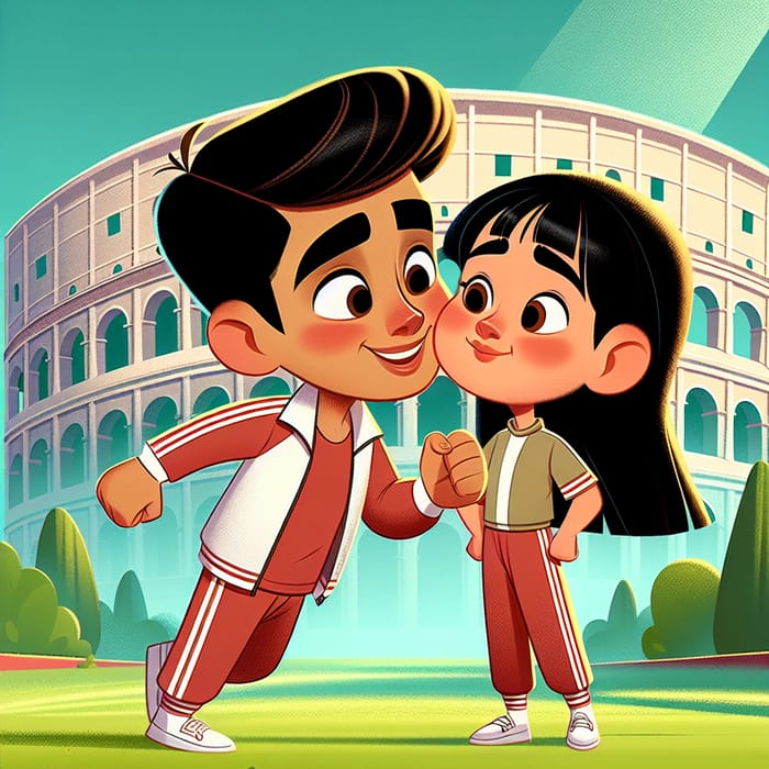 Disney Pixar Style Poster: Kids at the Colosseum | AI Art Generator ...