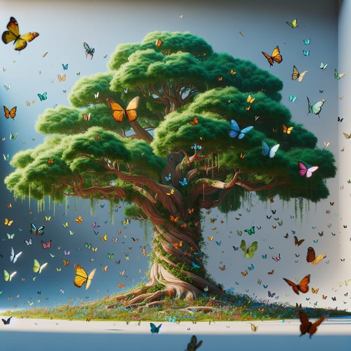 Animated Tree with Colorful Butterflies | AI Art Generator | Easy-Peasy.AI