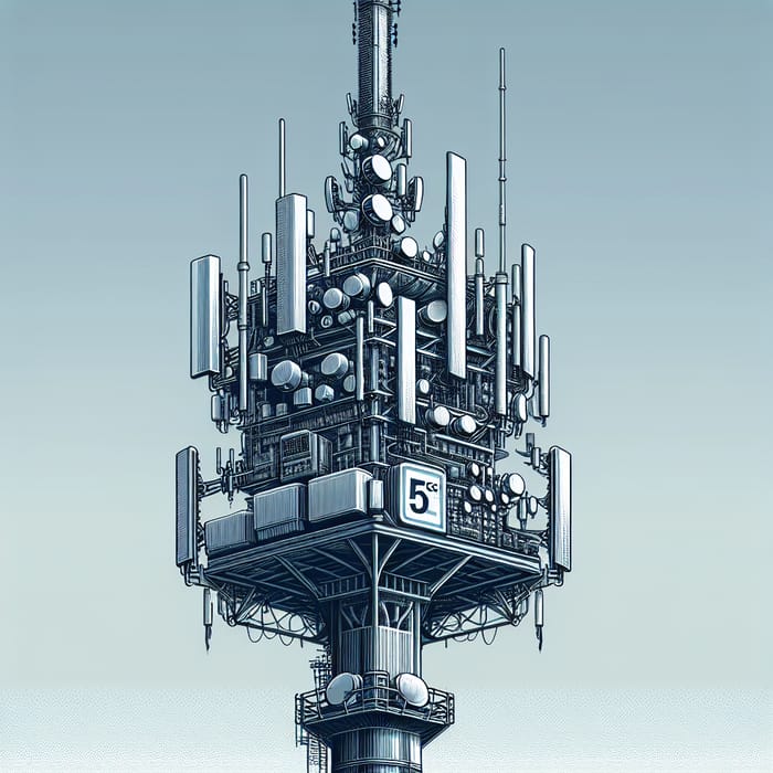 Modern 5G Antenna in Clear Sky | AI Art Generator | Easy-Peasy.AI