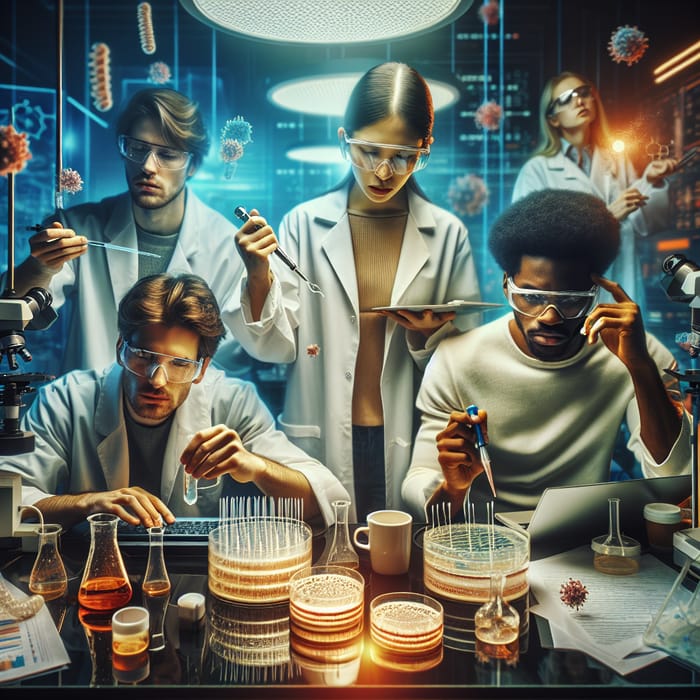 Young Scientists in a Vibrant Microbiology Lab | AI Art Generator ...