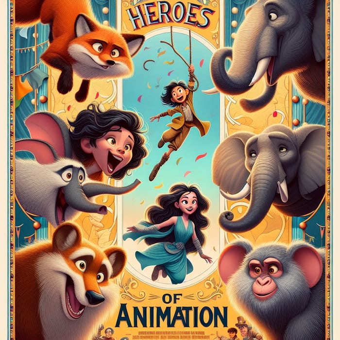 Heroes of Animated Tales Poster | Lively Characters Print | AI Art ...