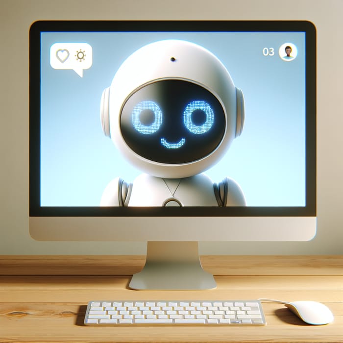 Friendly Humanoid Avatar on PC Screen | AI Art Generator | Easy-Peasy.AI