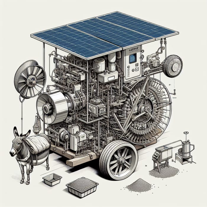 Small Solar-Powered Sorghum Harvester & Thresher Prototype | AI Art ...