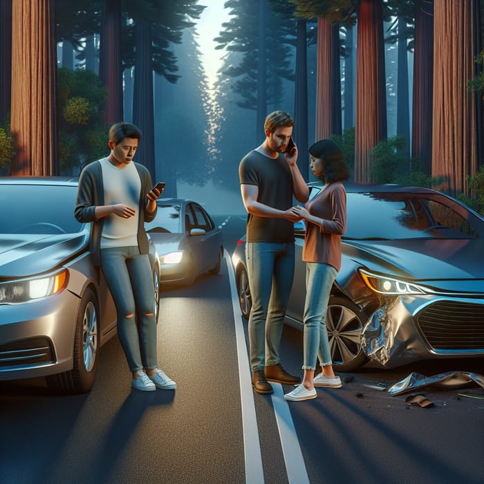 Evening Street Collision: Two Cars Involved in Minor Accident | AI Art ...