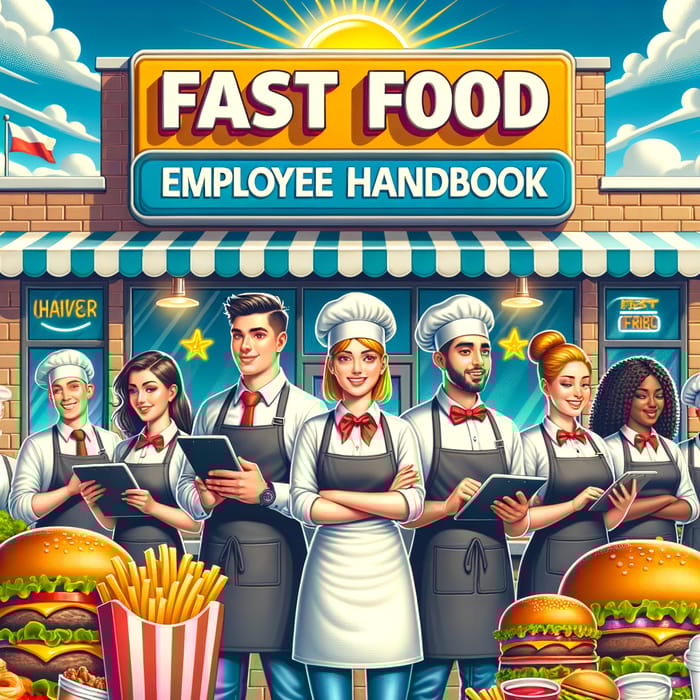 Vibrant Fast Food Restaurant Employee Handbook Cover | AI Art Generator ...