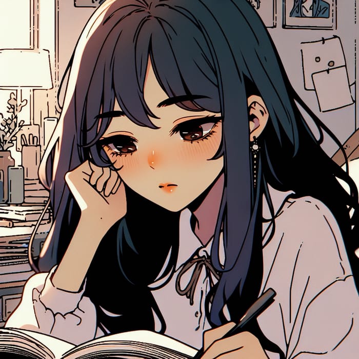 Captivating Close-Up Photo of Thoughtful South Asian Girl Writing in a ...