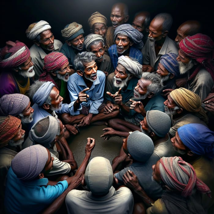 Vibrant Indian Villagers in Heated Discussion | AI Art Generator | Easy ...