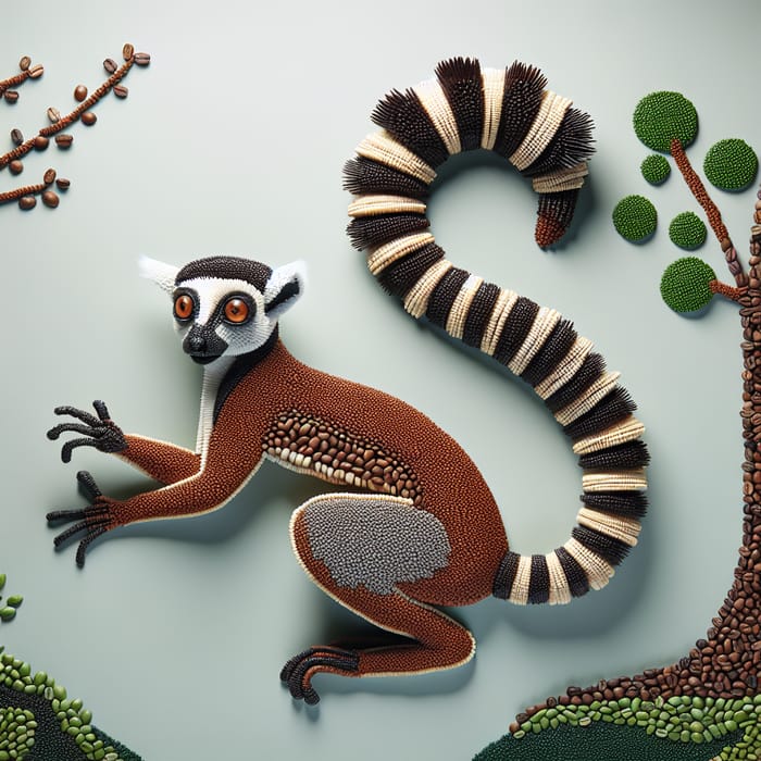 Unique Ring-tailed Lemur Sculpture Made of Coffee Beans | AI Art ...