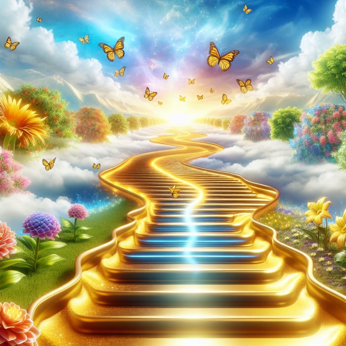 Zig Zag Path to Paradise: Golden Happiness Journey | AI Art Generator ...
