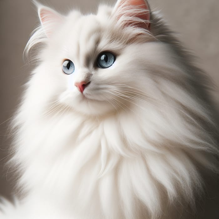 Fluffy White Angora Cat with Blue Eyes | AI Art Generator | Easy-Peasy.AI