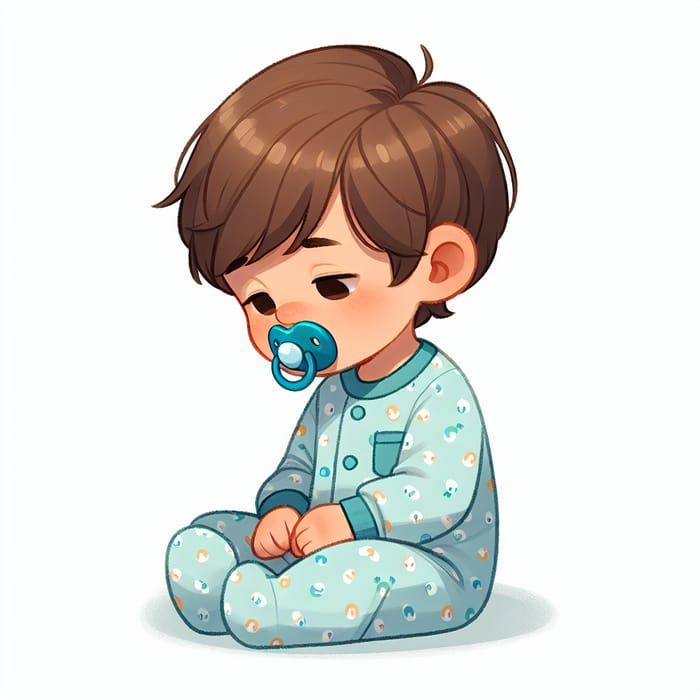 Focused Eight-Year-Old Boy with Blue Pacifier | AI Art Generator | Easy ...
