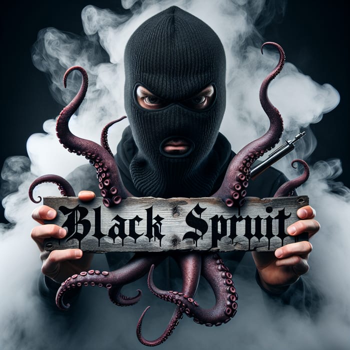 Aggressive Octopus in Black Balaclava - Black Sprut | AI Art Generator | Easy-Peasy.AI