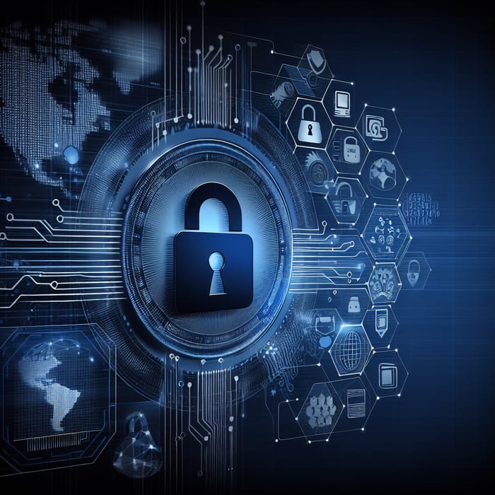 Dark Blue Background with Information Security Image | AI Art Generator ...