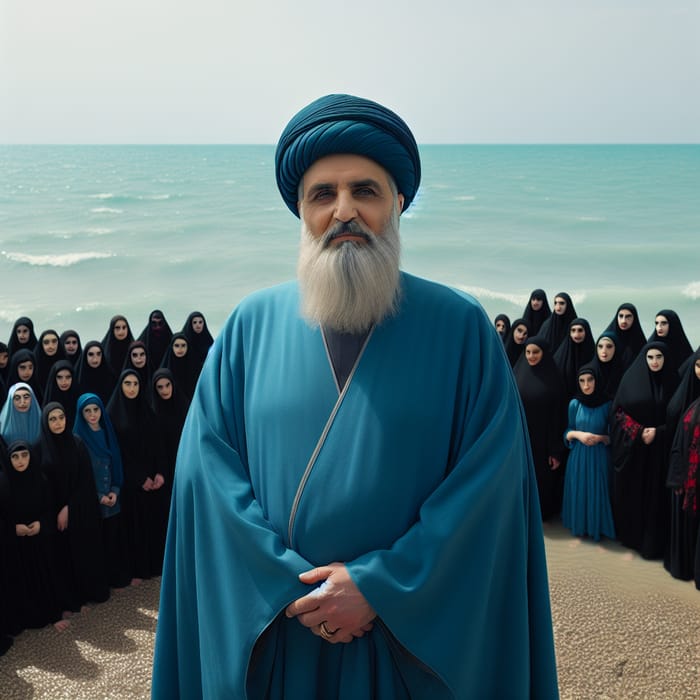Shiite Cleric in Blue Robe by Caspian Sea Guides Women | AI Art ...