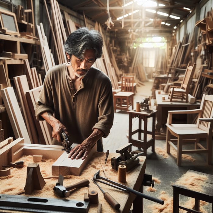 Dedicated Carpenter Crafting Furniture | Rustic Workshop Scene | AI Art ...