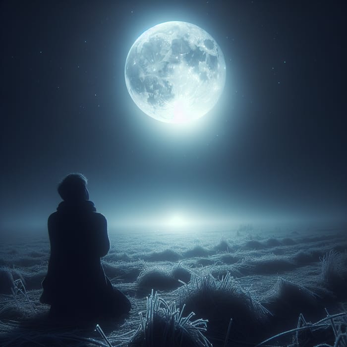 Tranquil Moonlit Night Scene with Contemplative Visitor - A Serene and Tranquil Moonlit Night ...