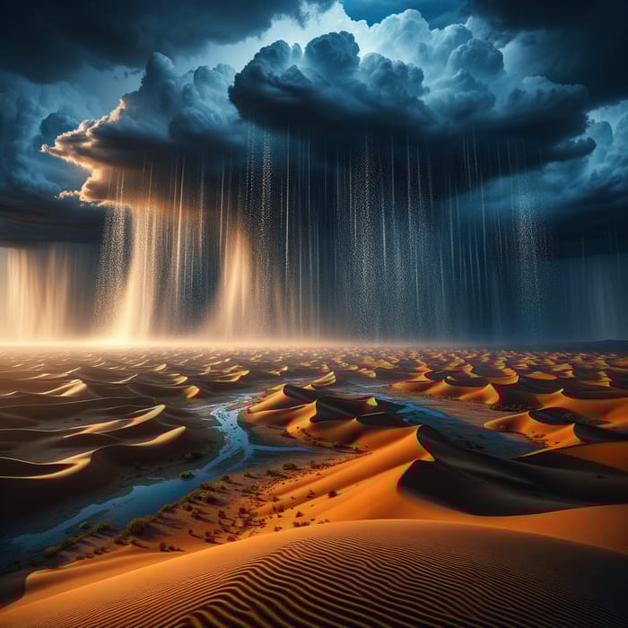 Captivating Scene: Raining in Desert Inspires Awe | AI Art Generator | Easy-Peasy.AI