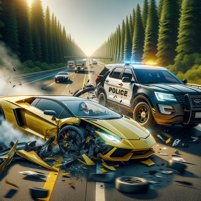 Lamborghini Police Chase Ends in Collision | AI Art Generator | Easy ...