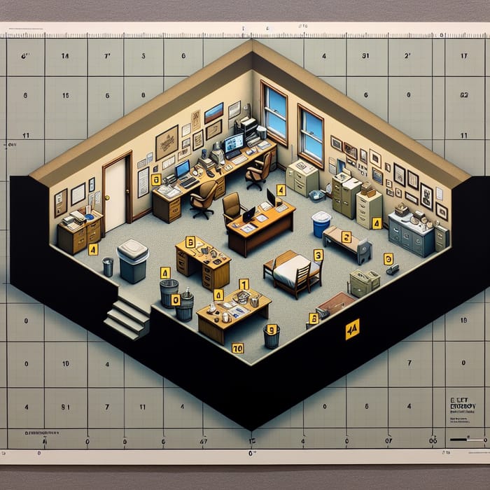 Crime Scene Sketch of a Small Office Room | AI Art Generator | Easy ...