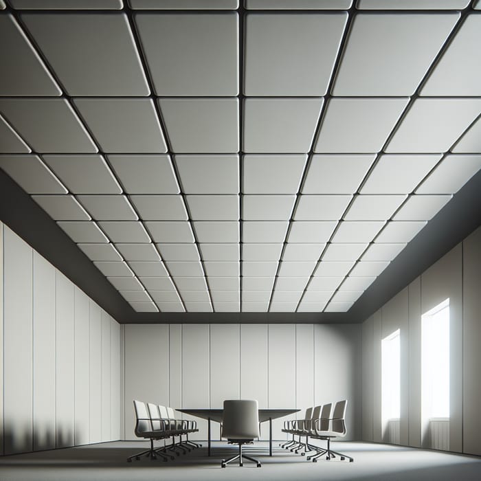 Professional Office Meeting Room with Matte White Ceiling Tiles | AI ...