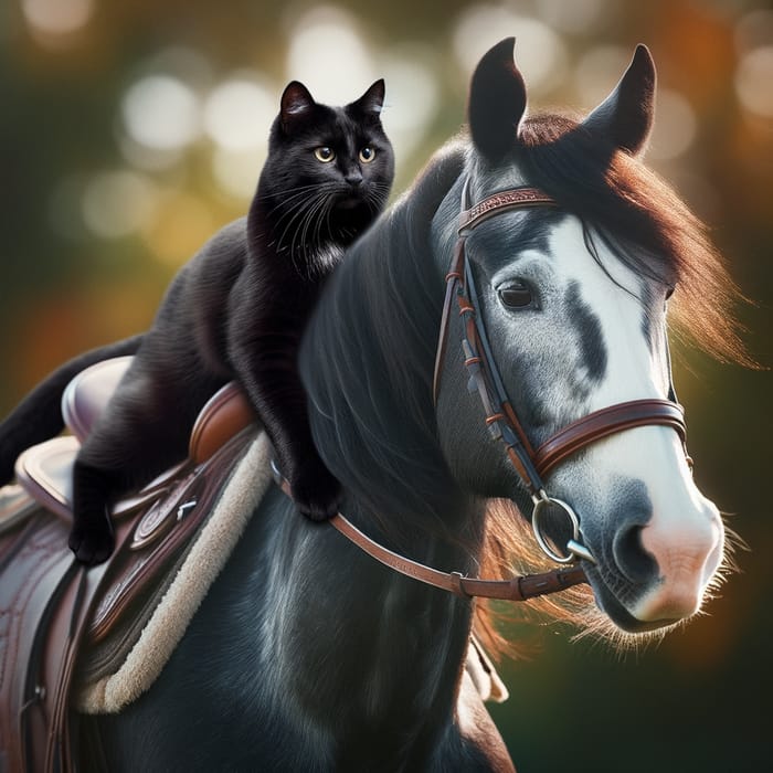 Black Cat Riding a Horse: A Unique Pairing | AI Art Generator | Easy ...