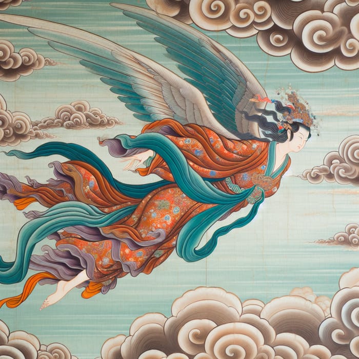 Ethereal Feitian Flying in Tang Dynasty Wall Painting | AI Art ...