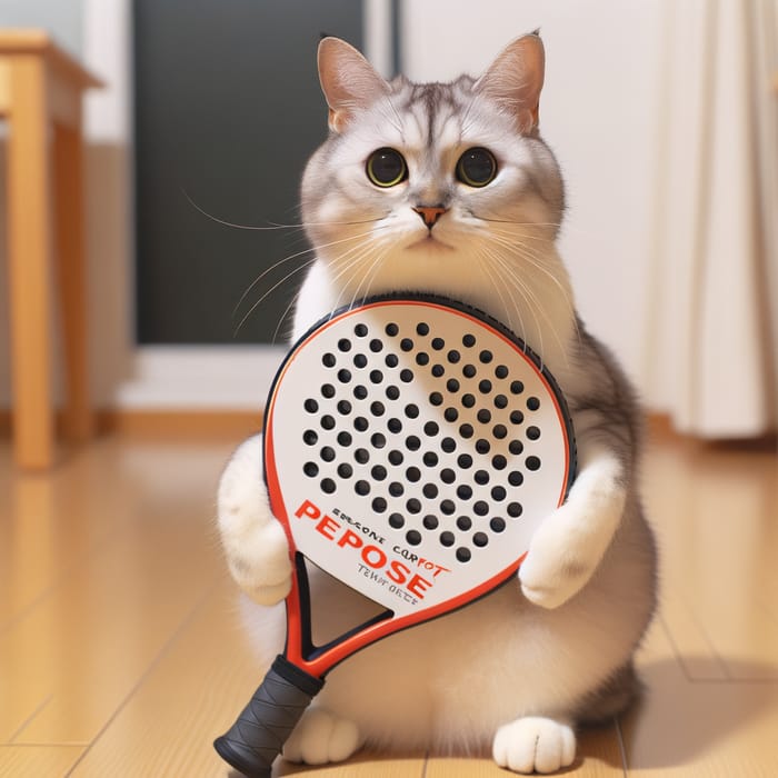 Cat with a Paddle Tennis Racket: A Fun Encounter | AI Art Generator | Easy-Peasy.AI