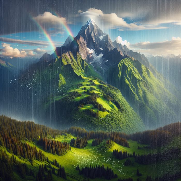 Rain-Drenched Mountain Beauty | Tranquil Majesty | AI Art Generator ...