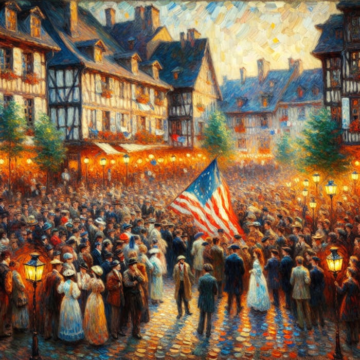 Impressionist Patriotism: A Vivid Town Square Scene | AI Art Generator ...