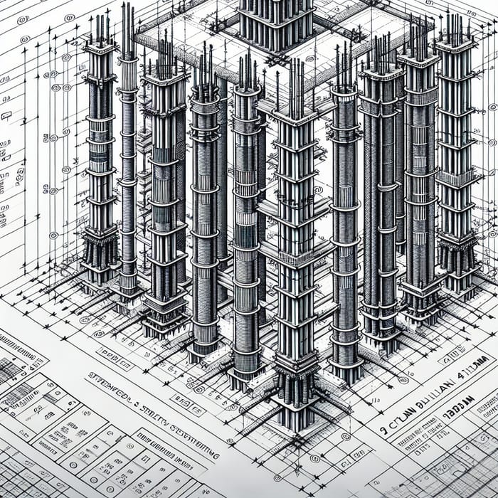 Detailed Structural Plan: Column 4db12mm in Building Framework | AI Art ...
