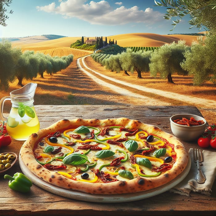 Delicious Pizza in Italian Countryside | AI Art Generator | Easy-Peasy.AI