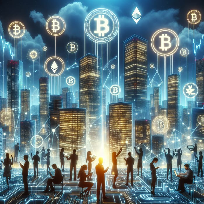 Futuristic Digital Currency Landscape | AI Art Generator | Easy-Peasy.AI