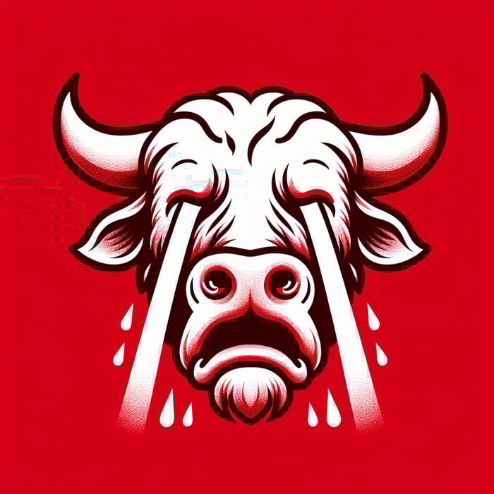 Crying Bull with White Snout on Red Background | AI Art Generator ...