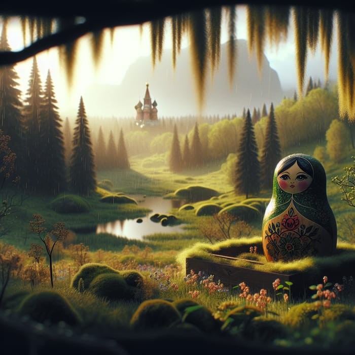 Premium Russian Nesting Doll in Enchanting Spring Rain | AI Art ...