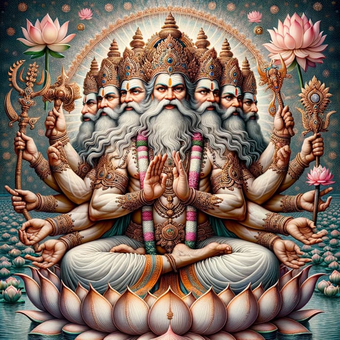 Lord Brahma: Omnipresent Three-Faced Divine Figure | AI Art Generator ...