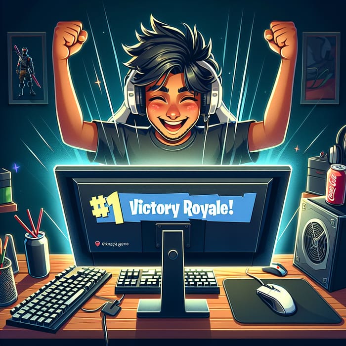 Triumphant Fortnite Gamer Wins Competition | AI Art Generator | Easy ...