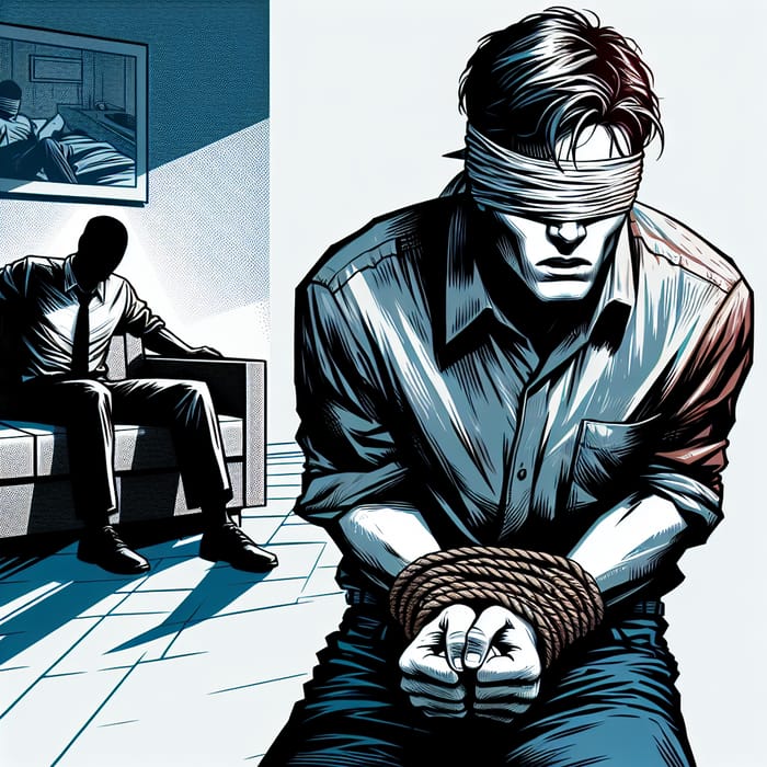 Blindfolded Hostage Printable | Intense Comic Artwork | AI Art ...