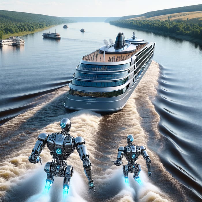 Futuristic Volga River Cruise with Robots in 3450 | AI Art Generator ...