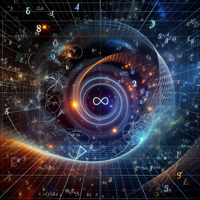 Abstract Mathematics World: Numbers, Equations & Shapes Harmony | AI Art Generator | Easy-Peasy.AI